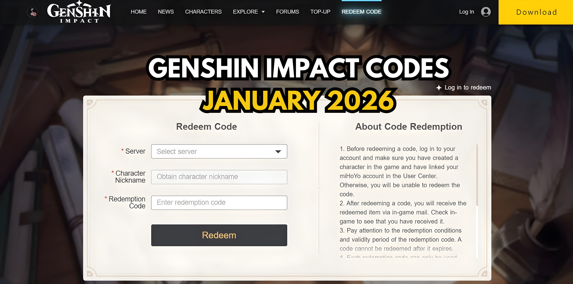 Daftar Kode Redeem Genshin Impact 28 Januari 2026 Klaim Primogems
